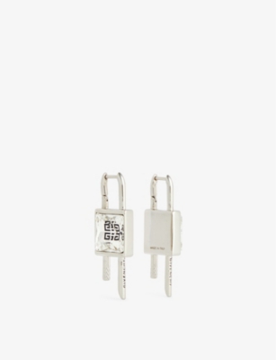 GIVENCHY - Lock logo-engraved brass earrings | Selfridges.com