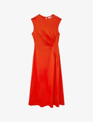 REISS - Stacy ruched-waist stretch-woven midi dress | Selfridges.com