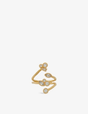 MAJE - Rhinestone-embellished gold-plated recycled-brass ring | Selfridges.com
