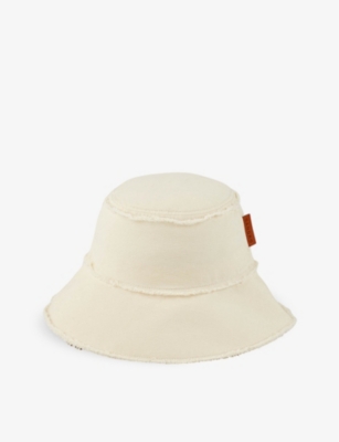 SANDRO - Logo-patch frayed-edge cotton bucket hat | Selfridges.com