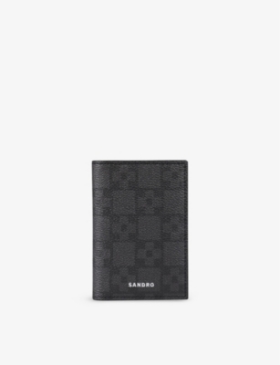 SANDRO - Monogram-print logo-embossed coated-canvas card holder ...