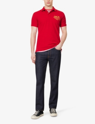 Polo Ralph Lauren Mens Park Ave Red Brand-embroidered Custom Slim-fit ...