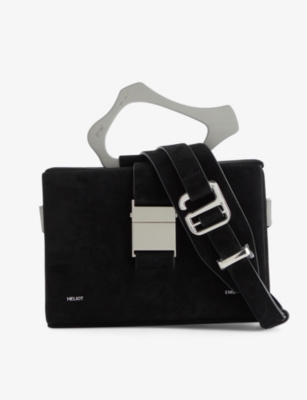 HELIOT EMIL - Foiled-branding structured suede top-handle bag ...