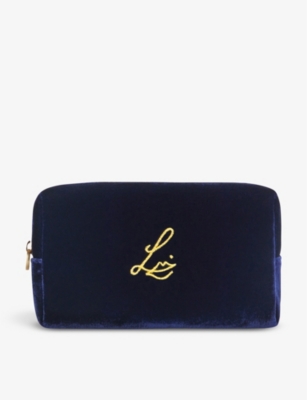 LISA ELDRIDGE BEAUTY - Logo-embroidered velvet make-up bag | Selfridges.com