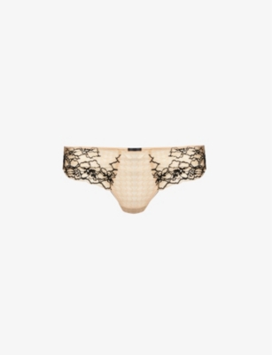 PANACHE - Envy floral-embroidered lace thong | Selfridges.com