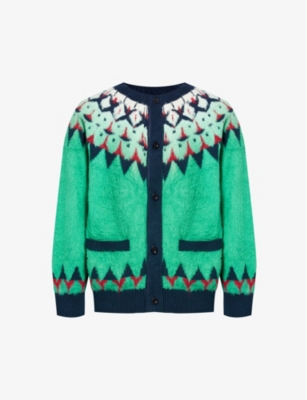 SACAI - Jacquard-knit relaxed-fit cotton-blend cardigan | Selfridges.com