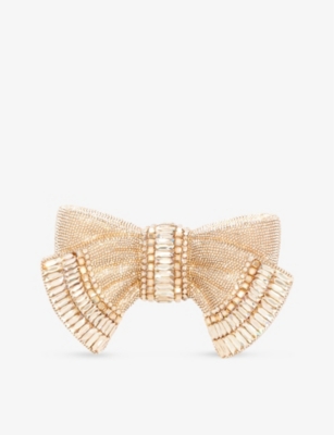JUDITH LEIBER COUTURE - Bow Deco crystal-embellished brass clutch bag ...
