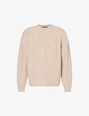 VERSACE - Medusa Brand-embroidered wool jumper | Selfridges.com