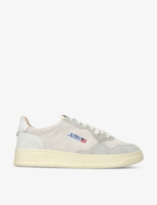AUTRY - Medalist brand-embroidered suede and leather low-top trainers ...