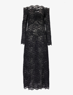 RABANNE - Robe floral-embroidered stretch-lace maxi dress | Selfridges.com