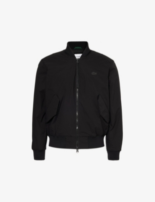 Lacoste Mens Black Brand-patch Padded Relaxed-fit Shell Bomber Jacket ...