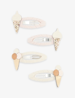MIMI & LULA - Ice Cream glitter-embellished pack of four woven hair ...