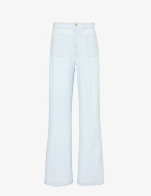 POLO RALPH LAUREN - Pressed-crease wide-leg mid-rise cotton trousers ...