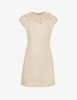 VALENTINO GARAVANI - Floral-embellished flared-hem line mini dress ...