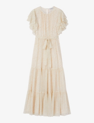 LK BENNETT - Liv jacquard-pattern cape-sleeve silk-blend maxi dress ...