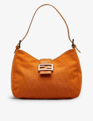 RESELFRIDGES - Pre-loved Fendi FF Lock Zucchino canvas shoulder bag ...