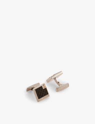 TED BAKER - Kryss ogo-engraved square brass cufflinks | Selfridges.com