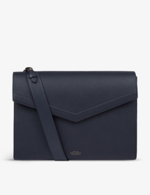 SMYTHSON - Panama The Portman logo-embossed leather cross-body bag ...