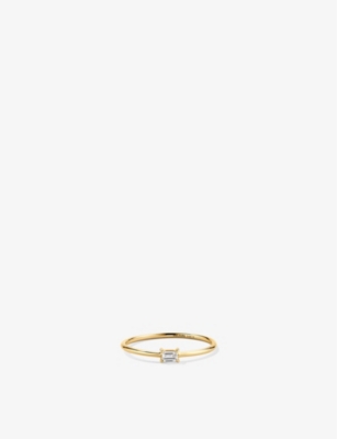 Mejuri Baguette Diamond Stacker Ring In Yellow | ModeSens