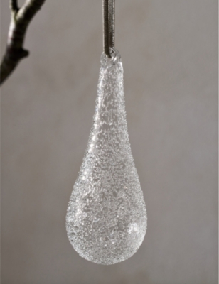THE WHITE COMPANY - Glistening drop glass Christmas decoration 10.5cm ...