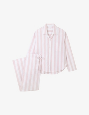THE WHITE COMPANY - Wide-stripe long-sleeve brushed-cotton pyjamas ...