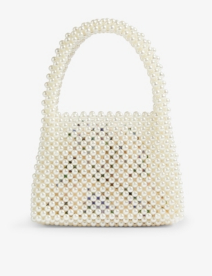 LK BENNETT - Pearl-embellished woven tote bag | Selfridges.com