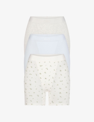 SKIMS - High-rise pack of three stretch-woven boxer briefs | Selfridges.com