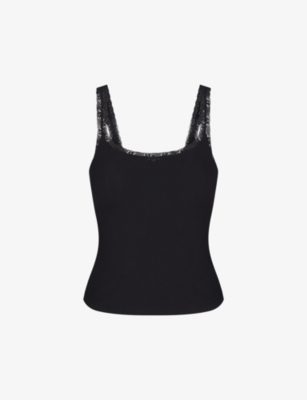 SKIMS - Soft Lounge slim-fit lace-trim stretch-woven cami top ...