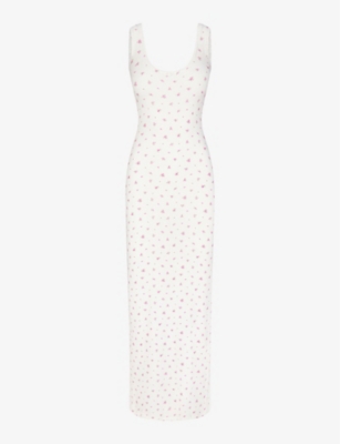 SKIMS - Soft Lounge floral-print lace-trim stretch-woven maxi dress ...
