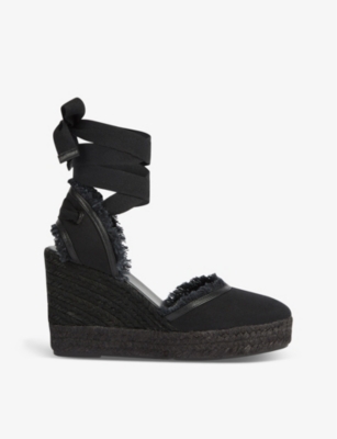 LK BENNETT - Sofia frayed-edge canvas espadrille wedges | Selfridges.com