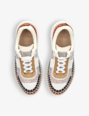 CHLOE - Nama Runner contrast hand-stich leather low-top trainers ...