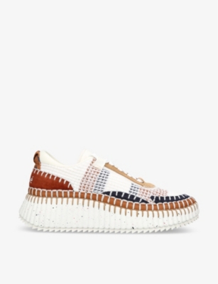 CHLOE - Nama Runner contrast hand-stich leather low-top trainers ...