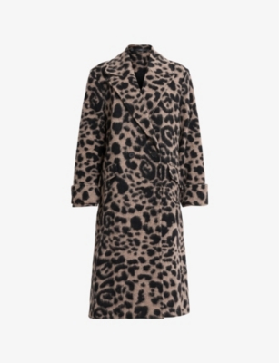 ALLSAINTS - Mabel leopard-print recycled polyester-blend coat ...