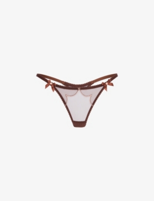AGENT PROVOCATEUR - Lorna panelled lace and mesh thong | Selfridges.com