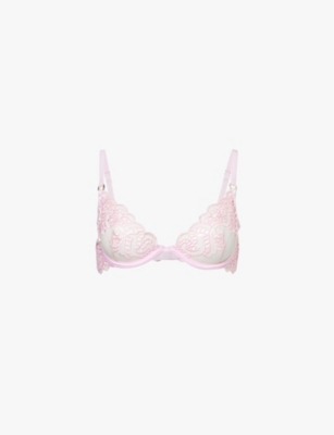 BLUEBELLA - Cecily floral-embroidered half-cup stretch-mesh bra ...
