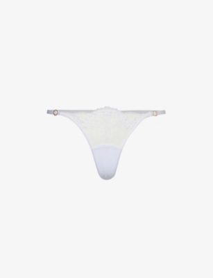 BLUEBELLA - Marisa floral-embroidered mid-rise lace thong | Selfridges.com