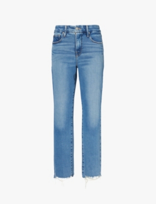 GOOD AMERICAN - Good Legs whiskering straight-leg high-rise denim-blend ...