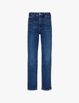 GOOD AMERICAN - Good Legs whiskering straight-leg high-rise denim-blend ...