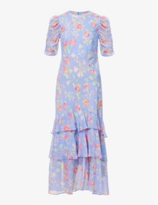 RIXO - Evelyn ruffled floral-print crepe maxi dress | Selfridges.com