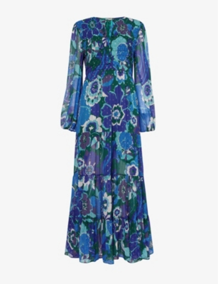 RIXO - Lori floral-print tiered georgette midi dress | Selfridges.com