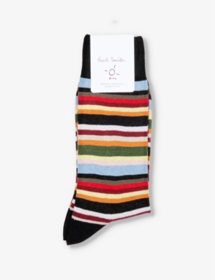 PAUL SMITH - New Signature stripe-pattern stretch-cotton blend socks | Selfridges.com