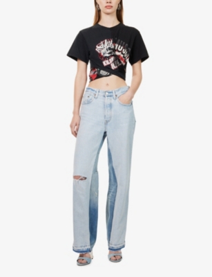 JEAN VINTAGE - Distressed flared mid-rise jeans | Selfridges.com