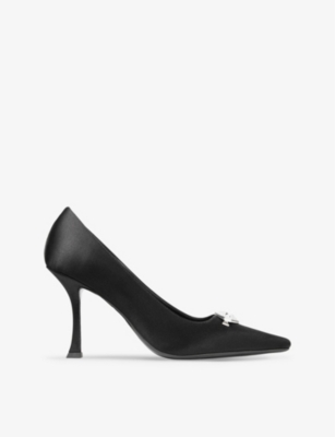 JIMMY CHOO - Ryker 90 crystal-embellished satin heeled courts | Selfridges.com