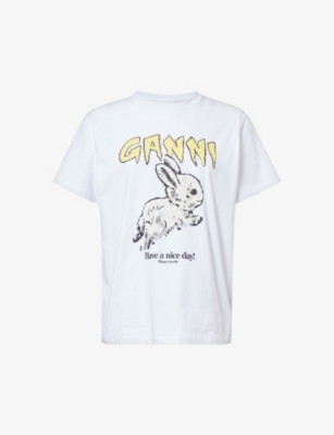 GANNI - Bunny graphic-pattern organic-cotton T-shirt | Selfridges.com