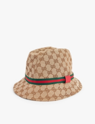 GUCCI - Monogram-print wide-brim woven fedora hat 10-12 years ...