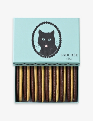 LADUREE - Langue de Chat dark yuzu biscuits box of 8 | Selfridges.com