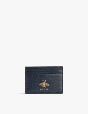 GUCCI - Bee-plaque leather card holder | Selfridges.com