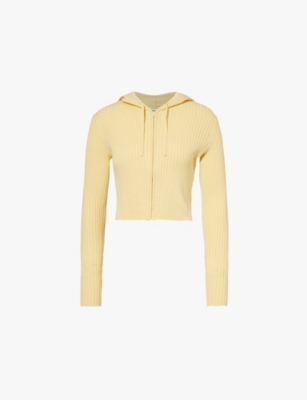 ADANOLA - Slim-fit ribbed-texture cotton-knitted hoody | Selfridges.com