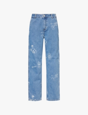 CARHARTT WIP - Stamp graphic-print straight-leg organic-denim jeans ...