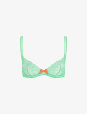 Agent Provocateur Womens Green Isedora Bow-embroidered Underwired Woven ...